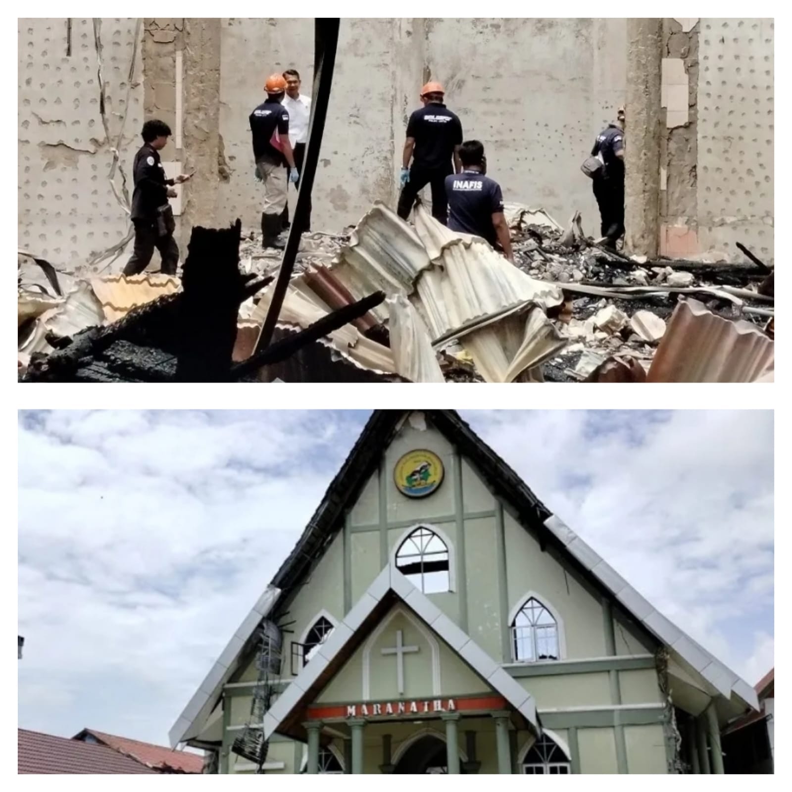 Kebakaran Gereja dan sekolah, Tim Puslabfor Mabes Polri Olah TKP ...